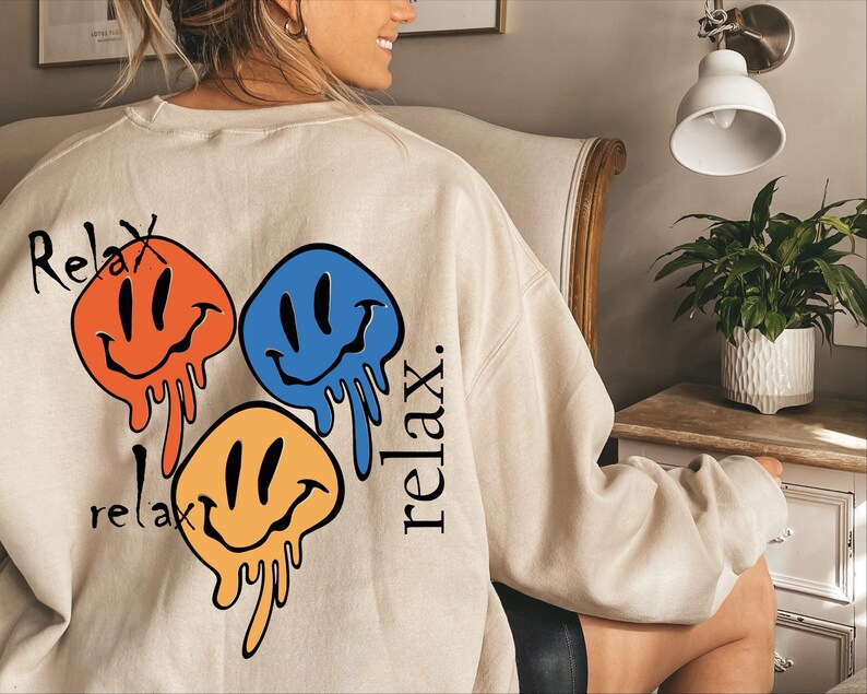 Drippy Smiley Face Svg Png: Retro Mental Health Shirt (digital Download ...