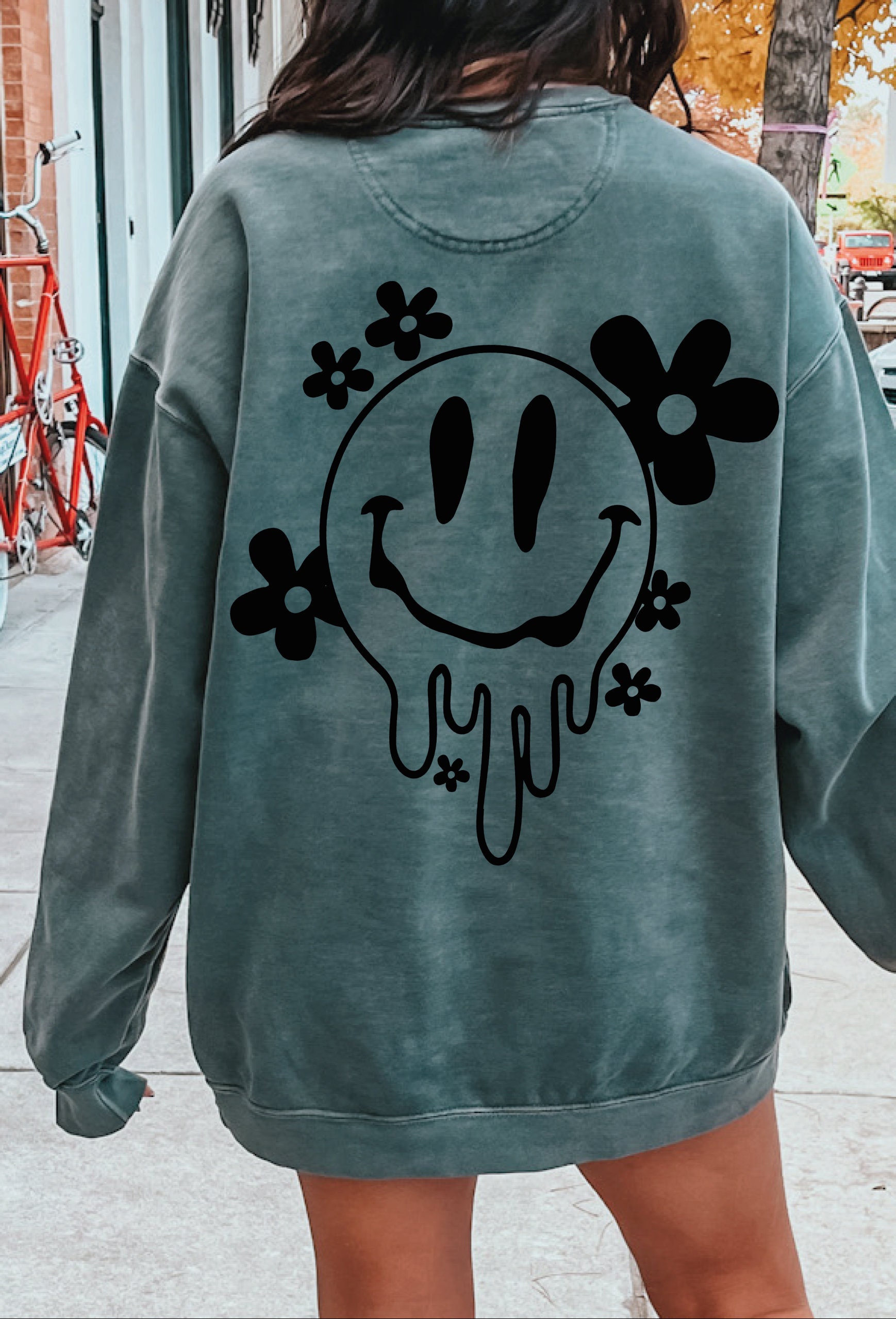 Drippy Smiley Face SVG PNG: Boho Stickers, Shirt Designs (digital ...