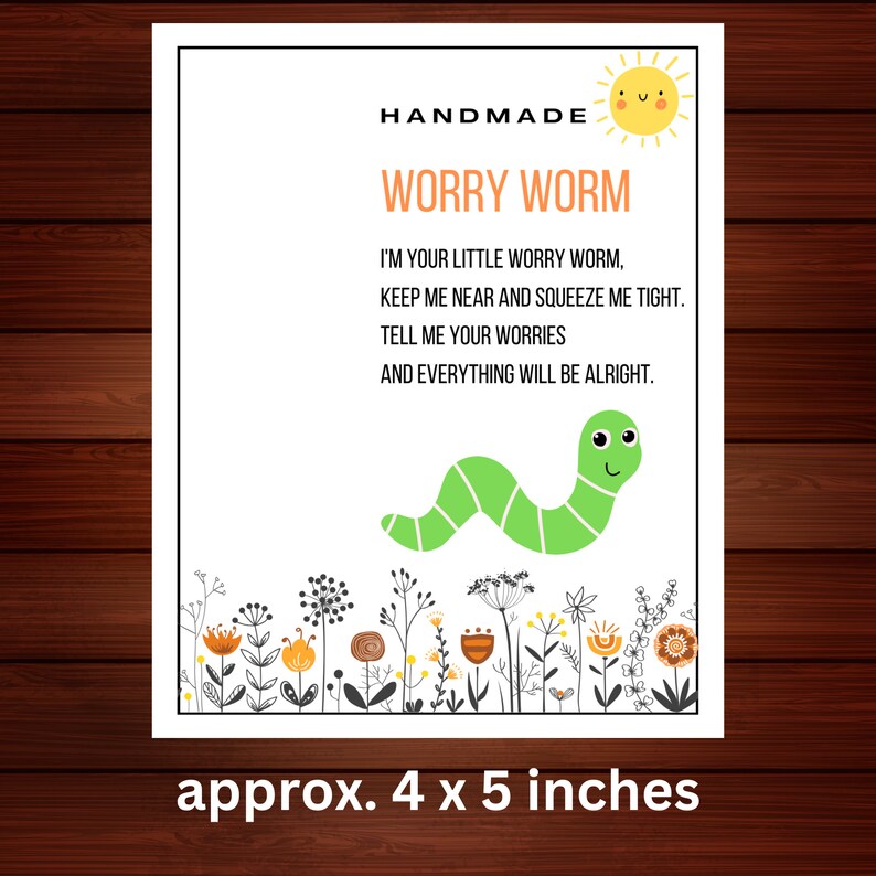 Worry Worm Tags & Worry Worm Cards Printable Tags for Crochet Worry ...