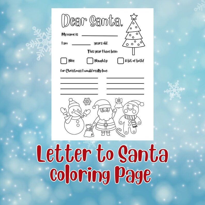 Letter to Santa Coloring Page Printable Dear Santa Letter Kids ...