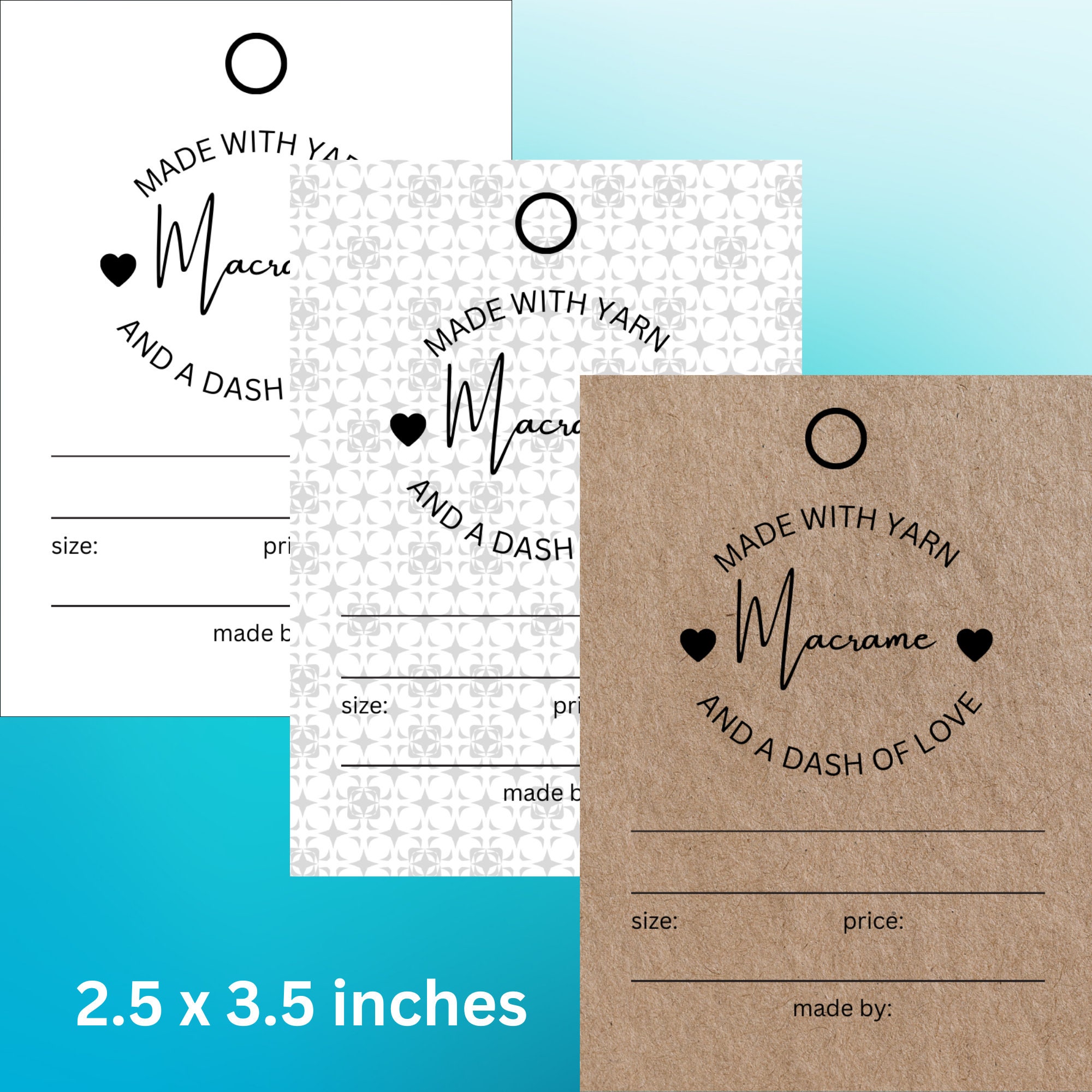 Printable Price Tag for Crochet Knit Macrame Handmade Labels Crochet ...