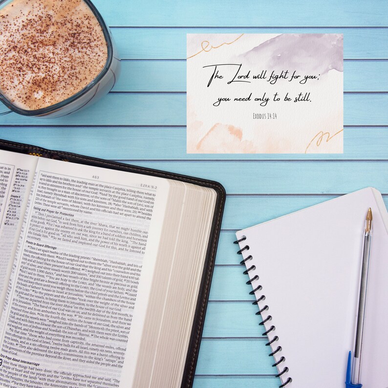 20 Encouraging Bible Verse Cards NIV and KJV Watercolor Background ...