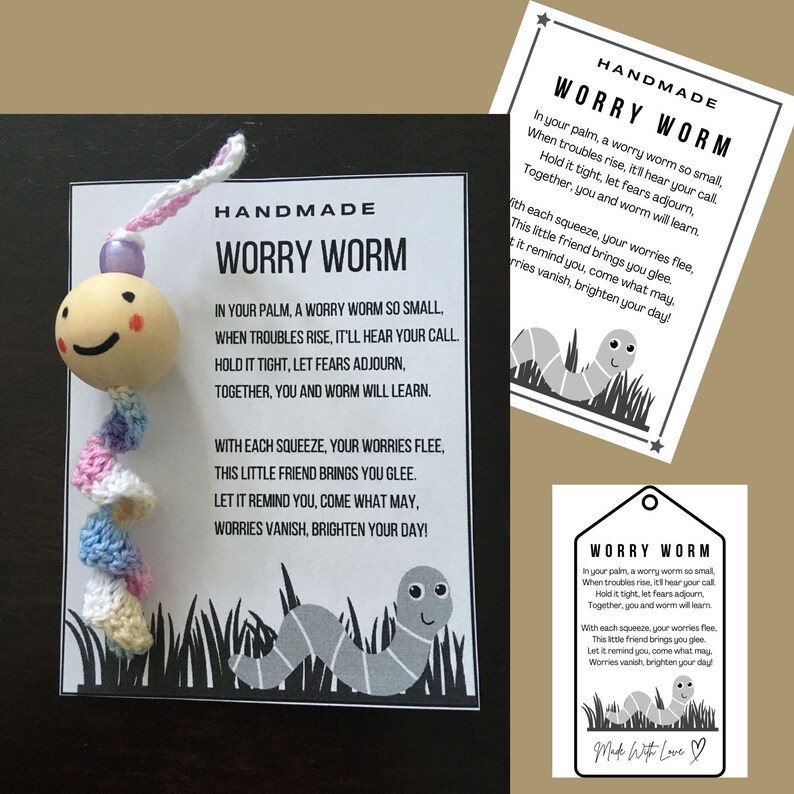 Worry Worm Tags & Worry Worm Cards Printable Tags for Crochet Worry ...