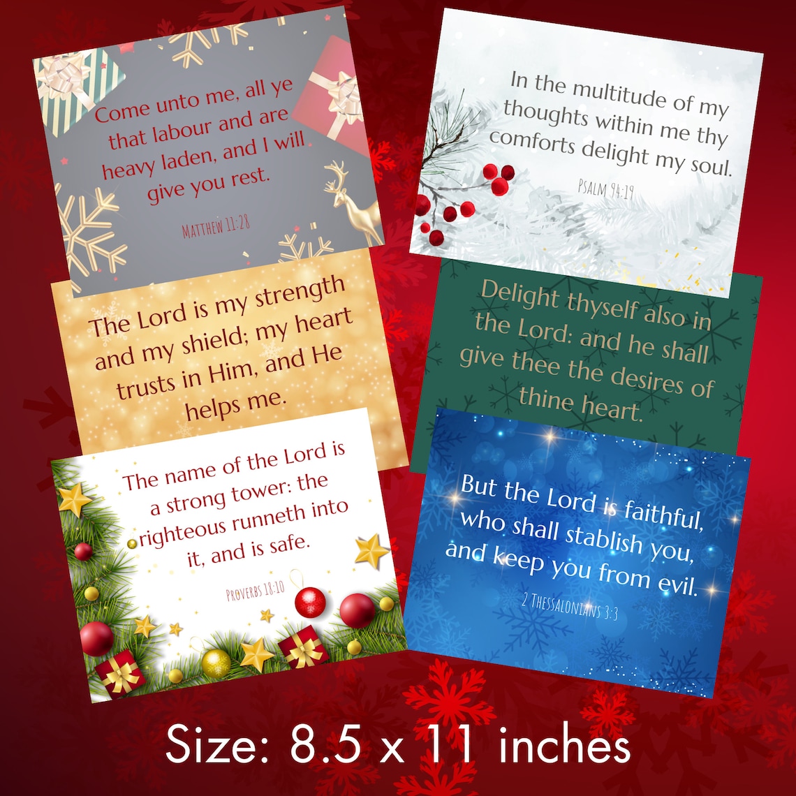 25 Christmas Themed Bible Verse Cards NIV and KJV Encouraging Bible ...