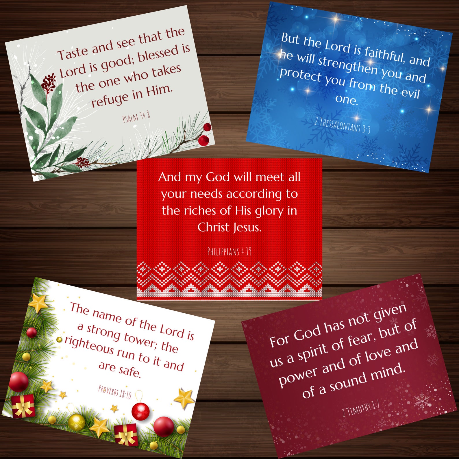 25 Christmas Themed Bible Verse Cards NIV and KJV Encouraging Bible ...