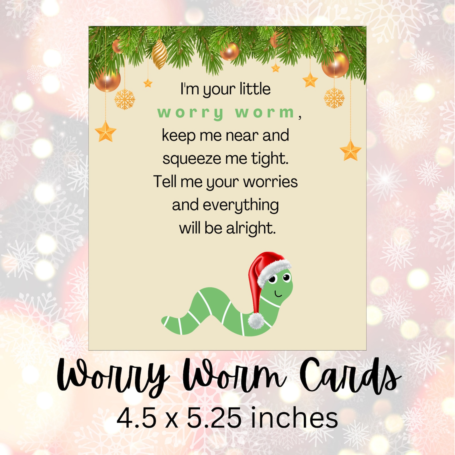 Worry Worm Tags & Worry Worm Cards Christmas Design Printable Tags for ...