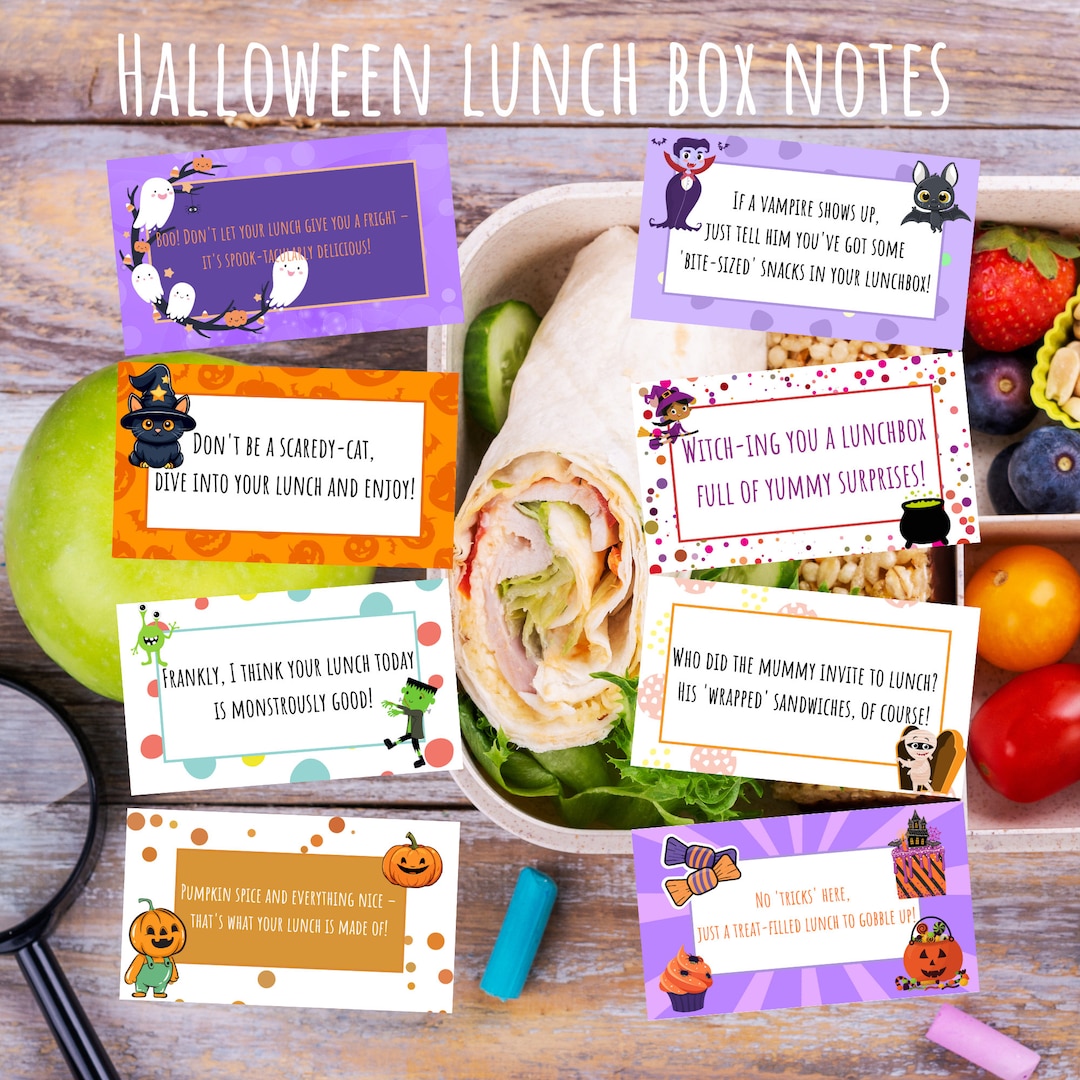 Halloween Lunch Box Notes Printable Halloween Lunch Box Notes Instant ...