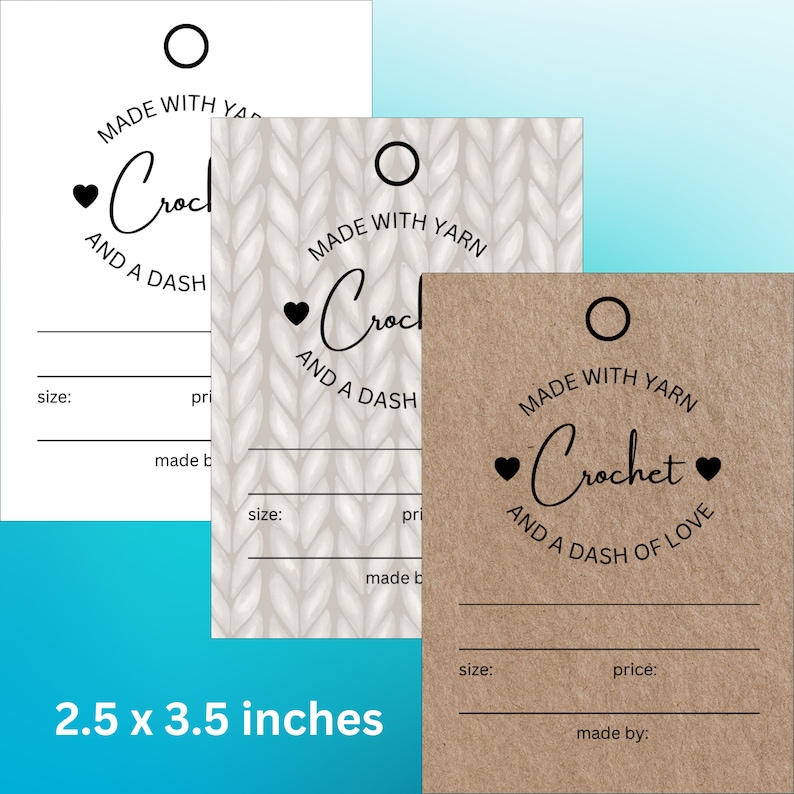 Printable Price Tag for Crochet Knit Macrame Handmade Labels Crochet ...