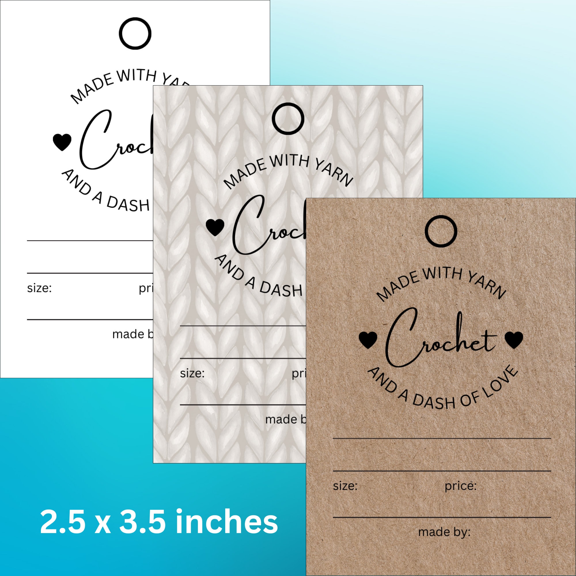 Printable Price Tag for Crochet Knit Macrame Handmade Labels Crochet ...