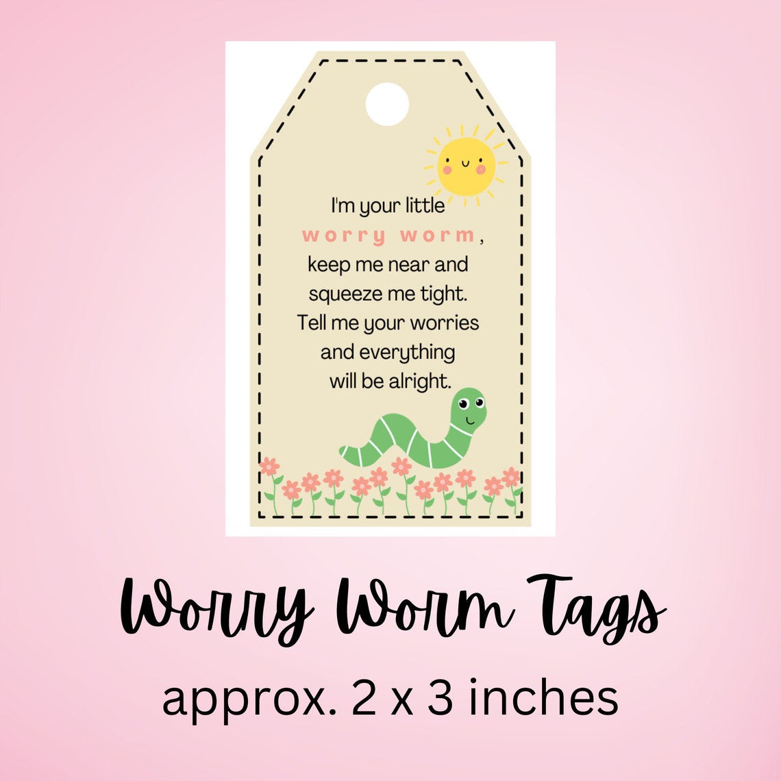 Worry Worm Tags & Worry Worm Cards Printable Tags for Crochet Worry ...