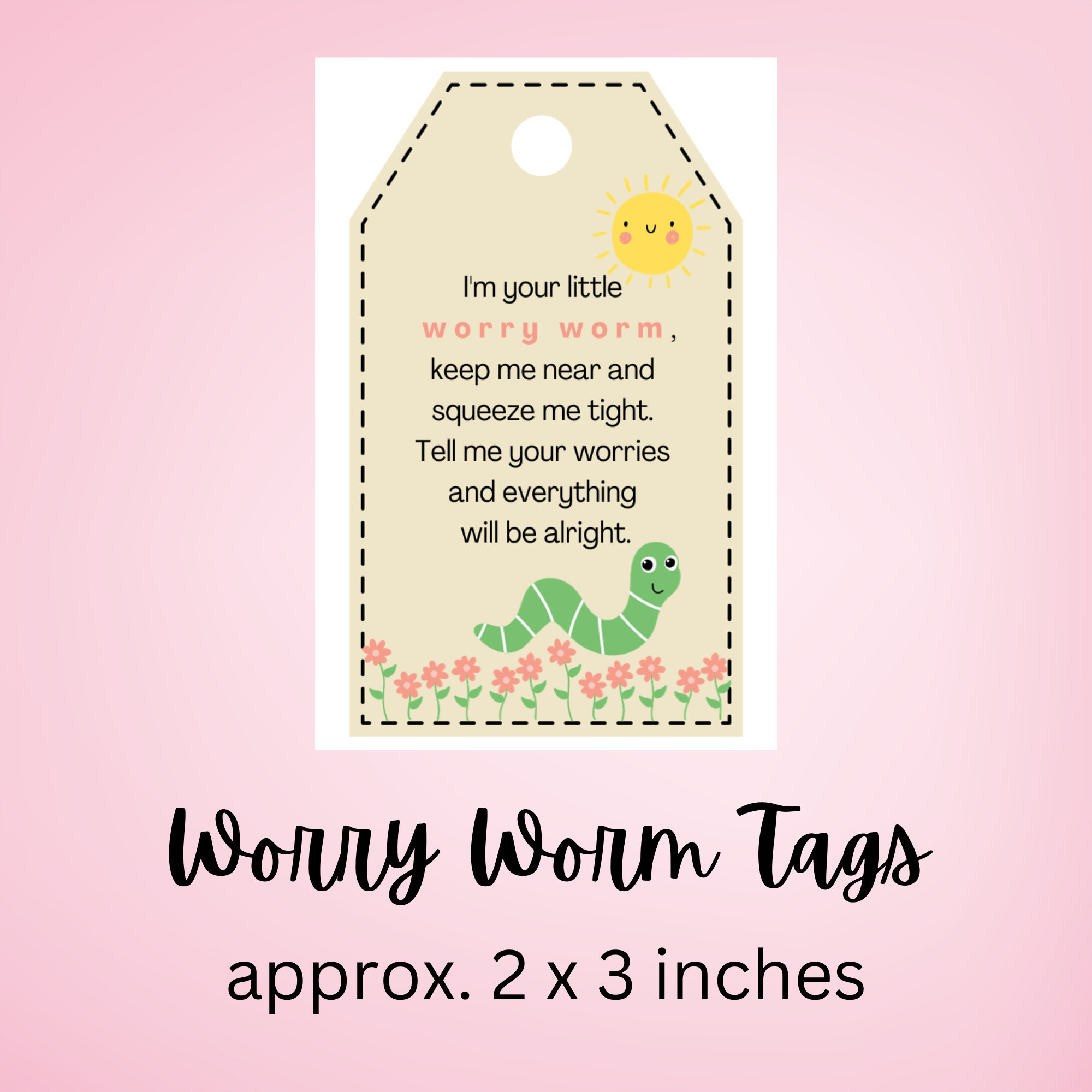 Worry Worm Tags & Worry Worm Cards Printable Tags for Crochet Worry Worm Poem 2 Sizes Worry Worm ...