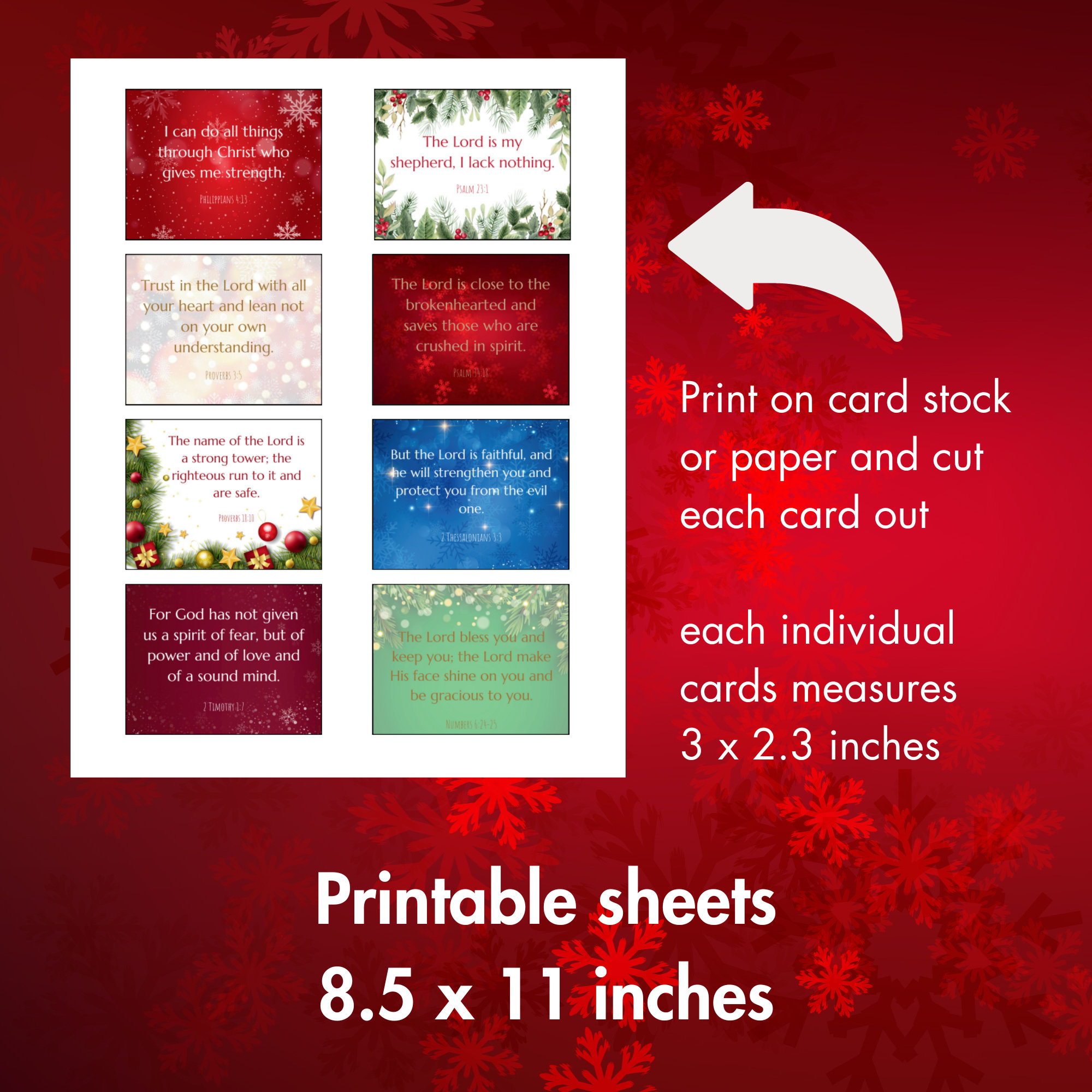 25 Christmas Themed Bible Verse Cards NIV and KJV Encouraging Bible ...