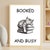 Booked and Busy Print Minimalist Book Art Cute Reading Poster Cat Decor ...
