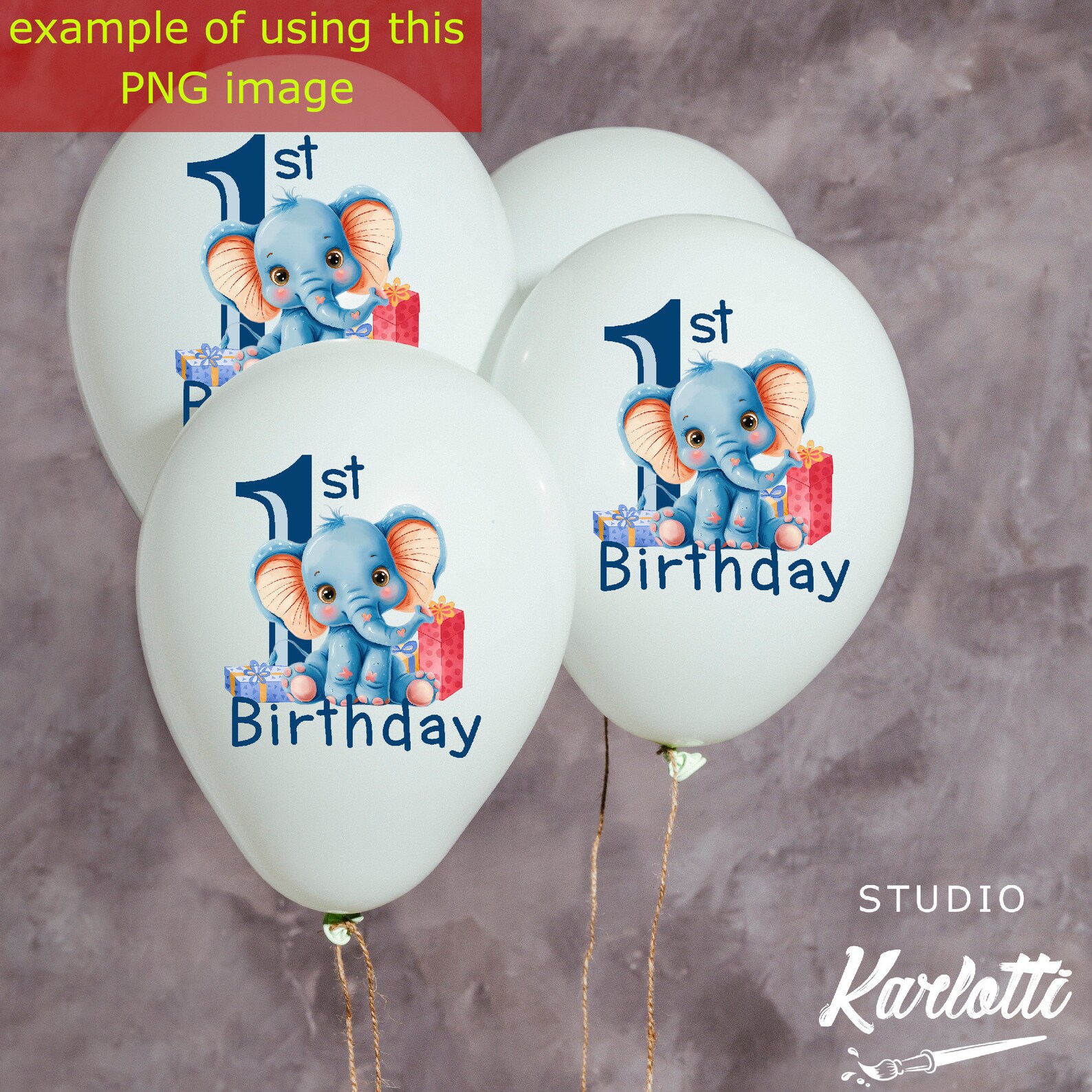 First Birthday PNG, Cute Elephant PNG, Baby's 1st Birthday Vest ...