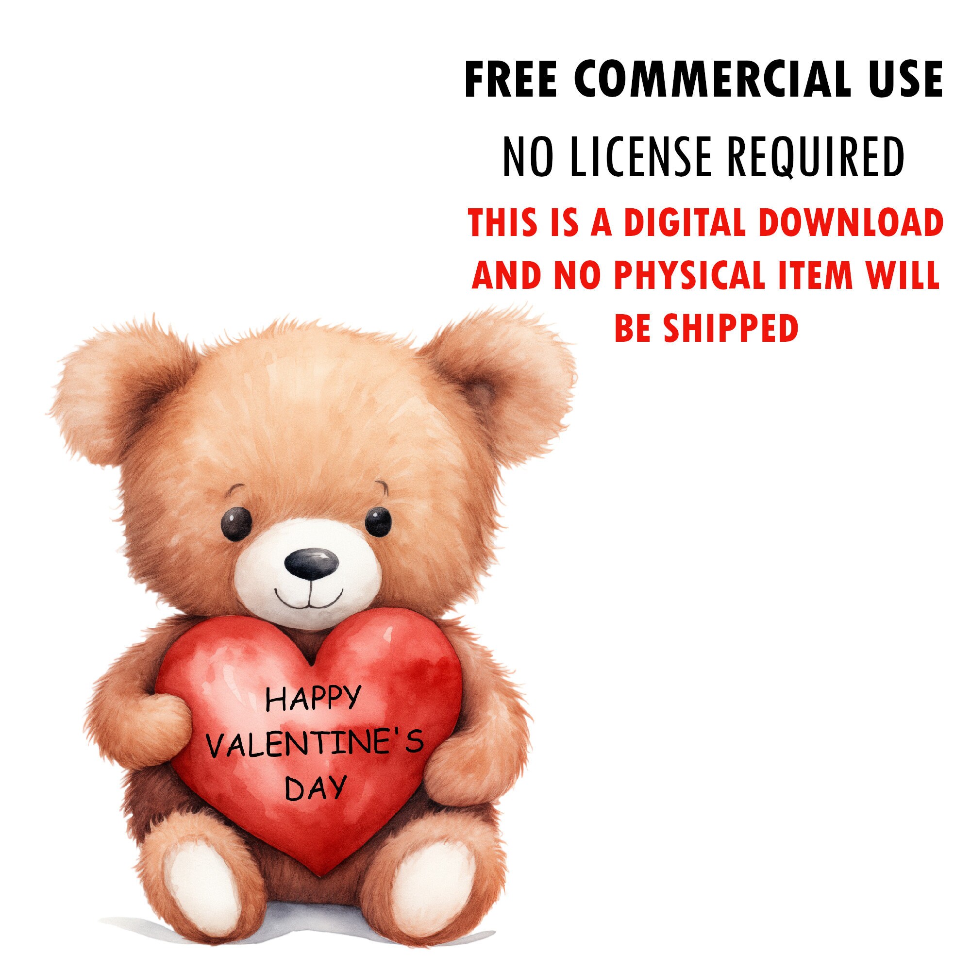Valentine's Teddy Bear PNG, Bear Red Heart, Valentine's Day Clip Art PNG, Sublimation Design ...