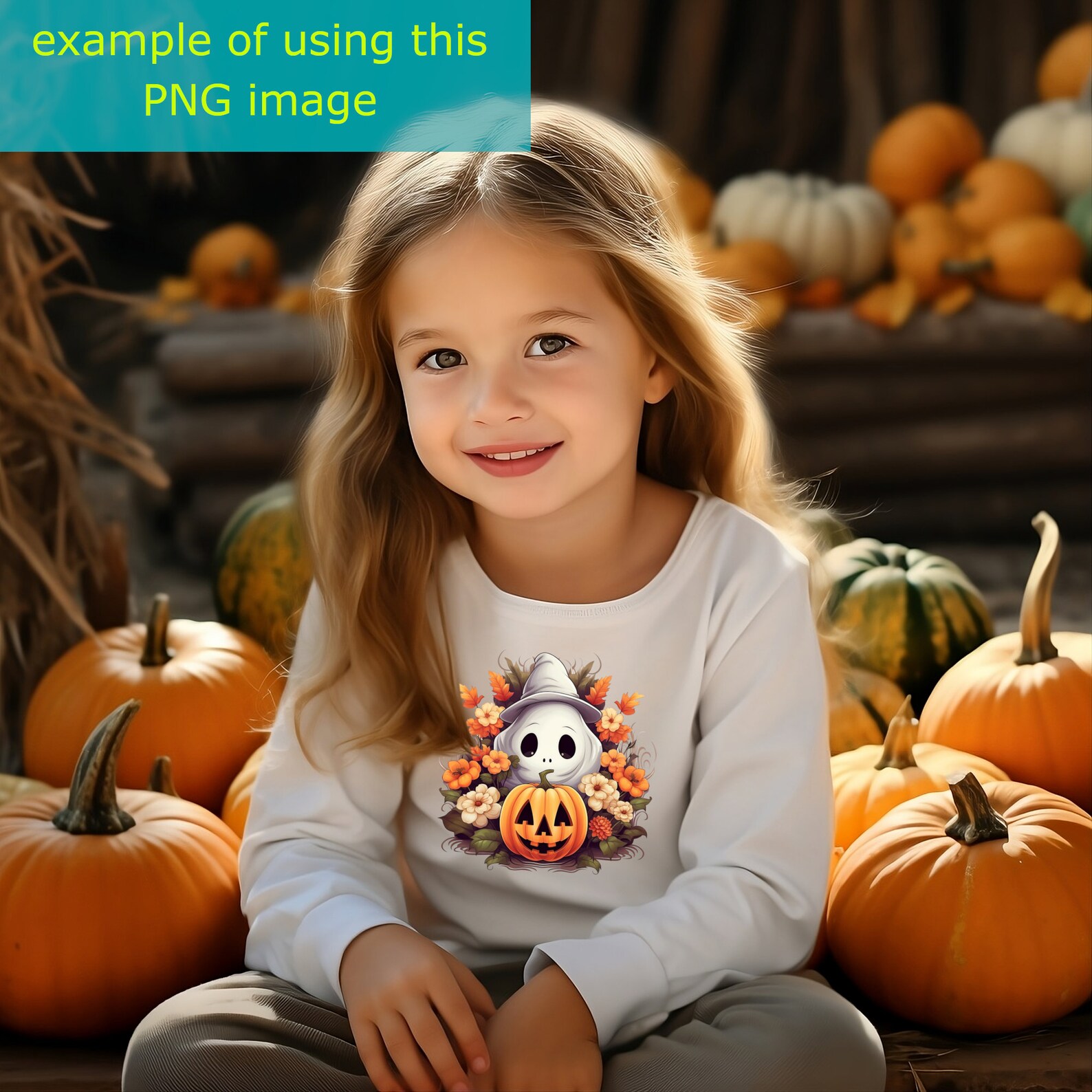 Spooky Ghost & Pumpkin PNG: Watercolor Halloween Clip Art (digital ...