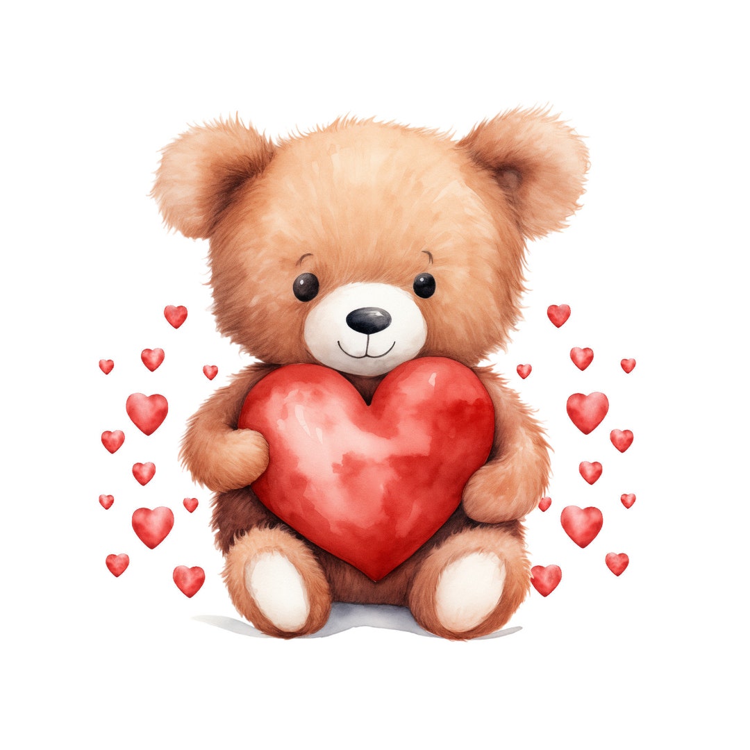 Valentine's Teddy Bear PNG, Bear Red Heart, Valentine's Day Clip Art ...