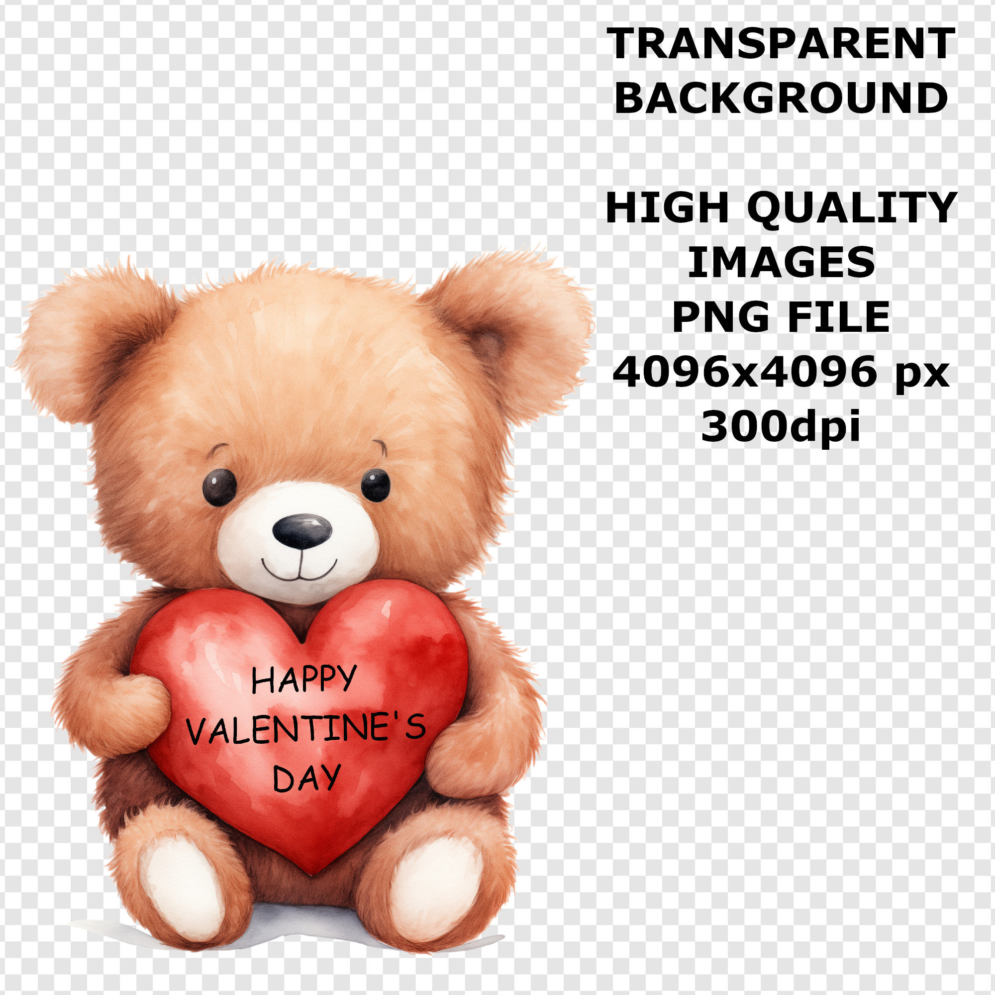 Valentine's Teddy Bear PNG, Bear Red Heart, Valentine's Day Clip Art PNG, Sublimation Design ...