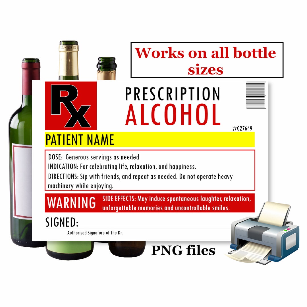 Prescription Alcohol Bottle Label PNG, Personalised Funny Gift for ...