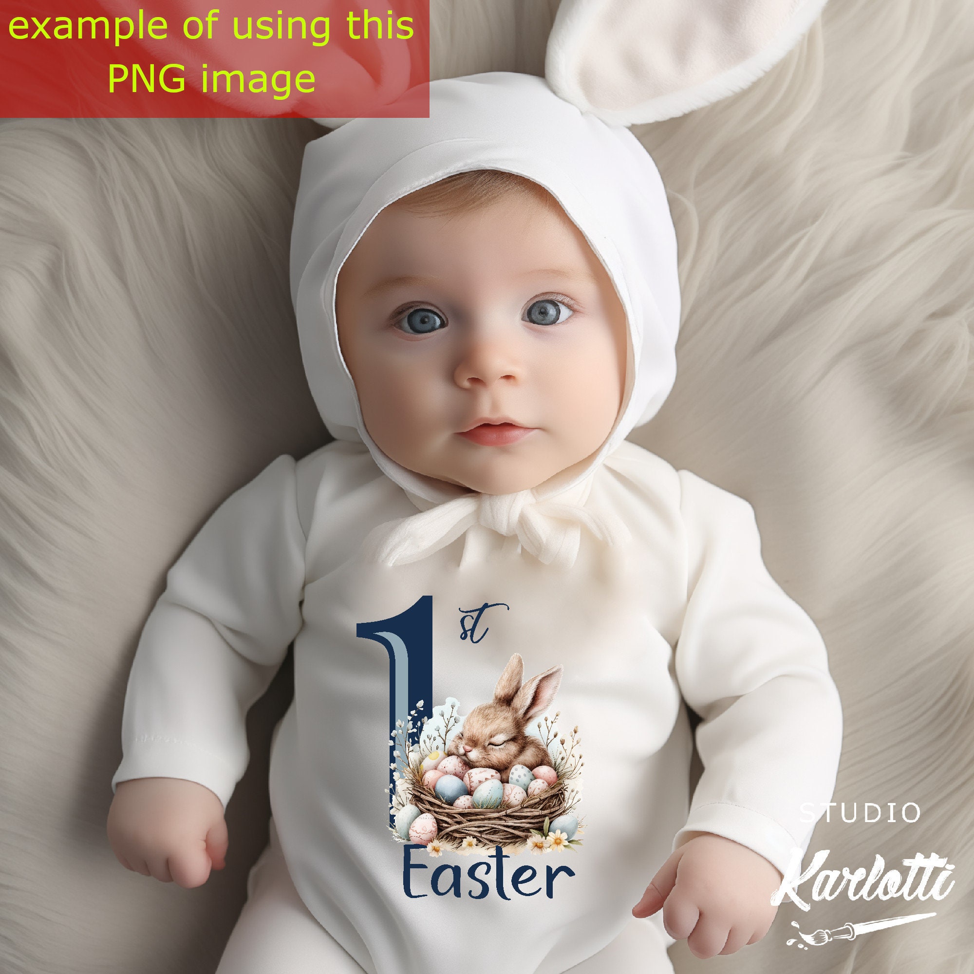 First Easter Bunny PNG, Rabbit Easter PNG, Baby's 1st Easter Vest ...