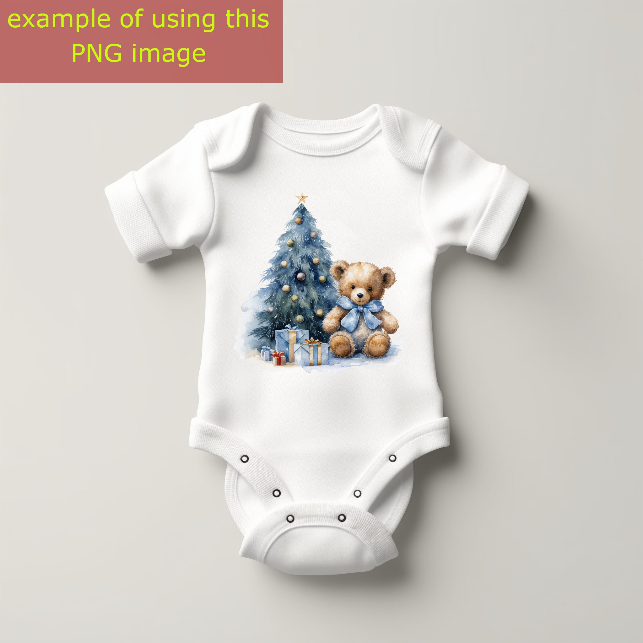 Christmas Teddy Bear & Tree PNG, Christmas Bear, Baby's 1st Christmas ...