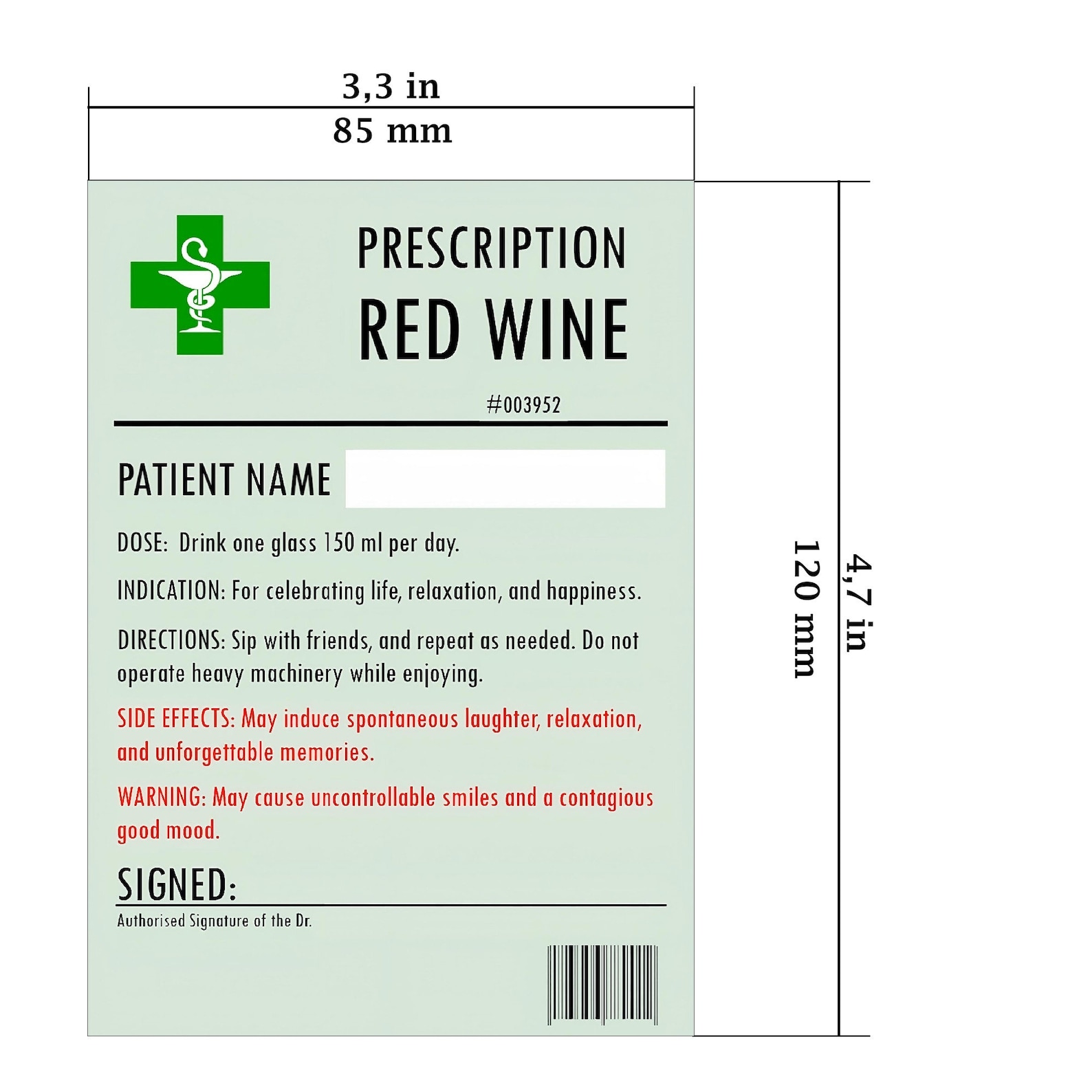 Personalized Prescription Wine Label: Funny Birthday Gift (digital ...