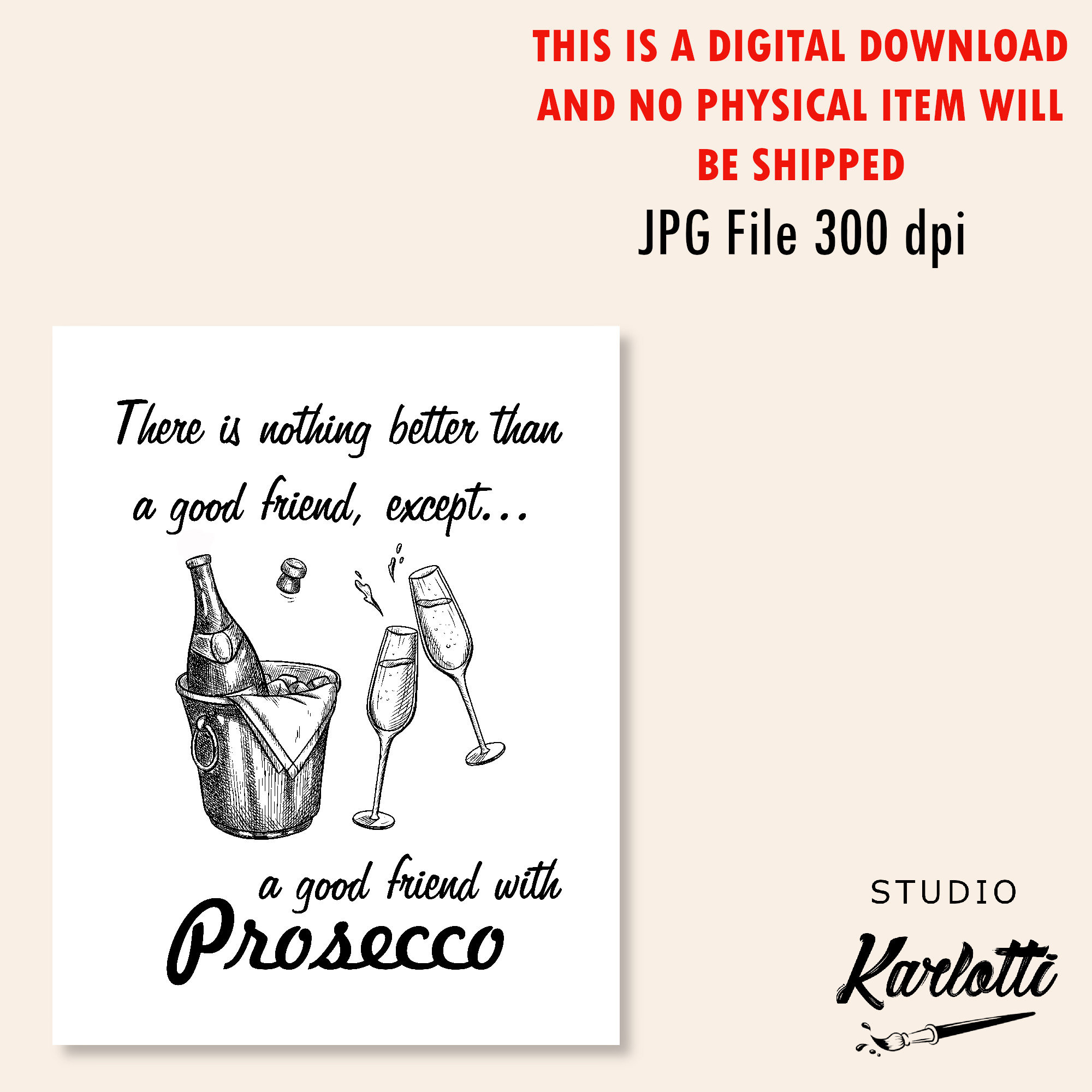 Funny Prosecco Poster, Minimalist Prosecco Print, Drinks Wall Decor ...