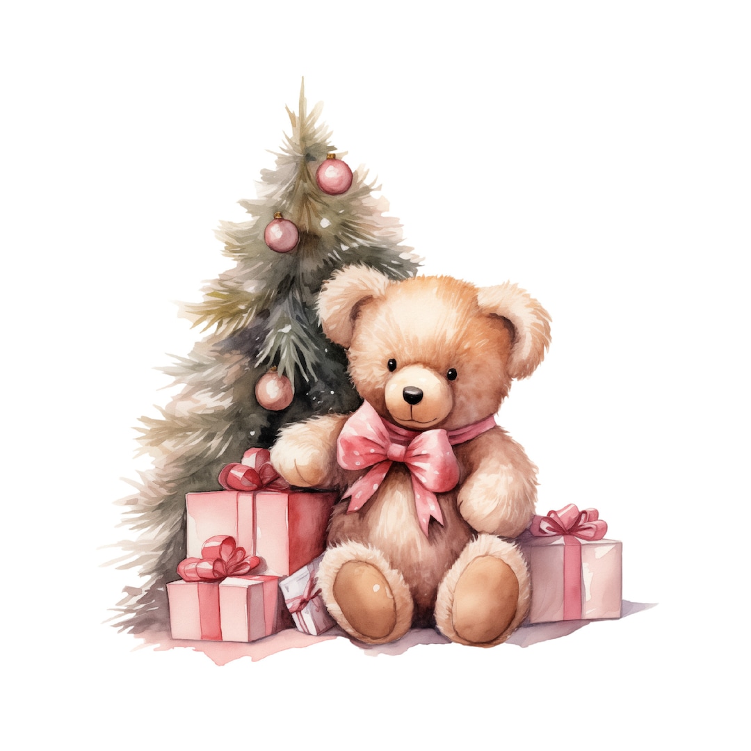 Christmas Teddy Bear & Tree PNG, Christmas Bear, Baby's 1st Christmas ...