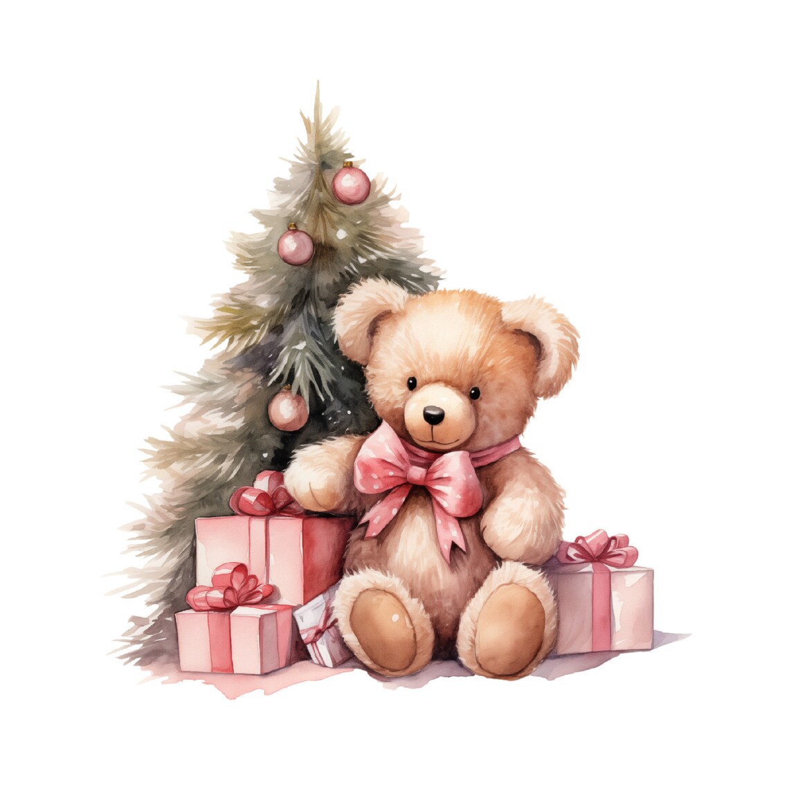 Christmas Teddy Bear & Tree PNG, Christmas Bear, Baby's 1st Christmas ...