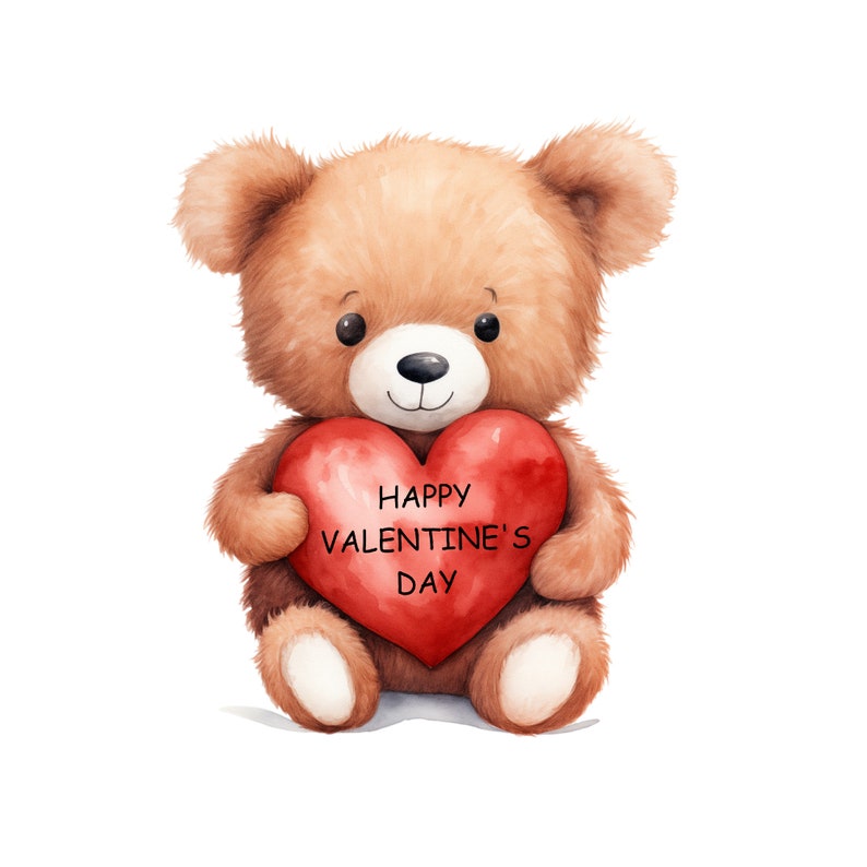 Valentine's Teddy Bear PNG, Bear Red Heart, Valentine's Day Clip Art ...