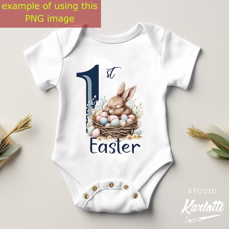 First Easter Bunny PNG, Rabbit Easter PNG, Baby's 1st Easter Vest ...