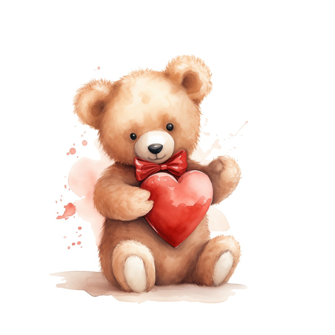 Valentine's Teddy Bear With Red Heart PNG: Sublimation Design (digital Download) - Etsy