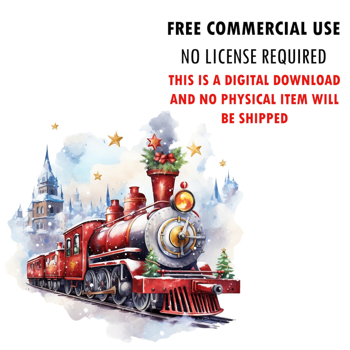 Christmas Train Art PNG, Christmas Polar Express Clip Art PNG ...