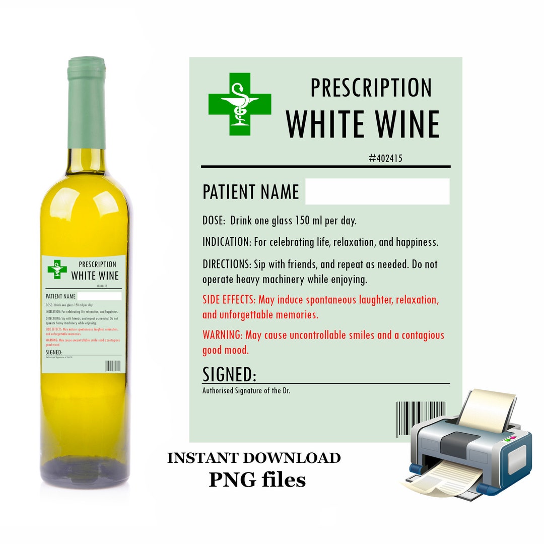 Prescription Wine Label PNG: Personalized Funny Gift (digital Download ...