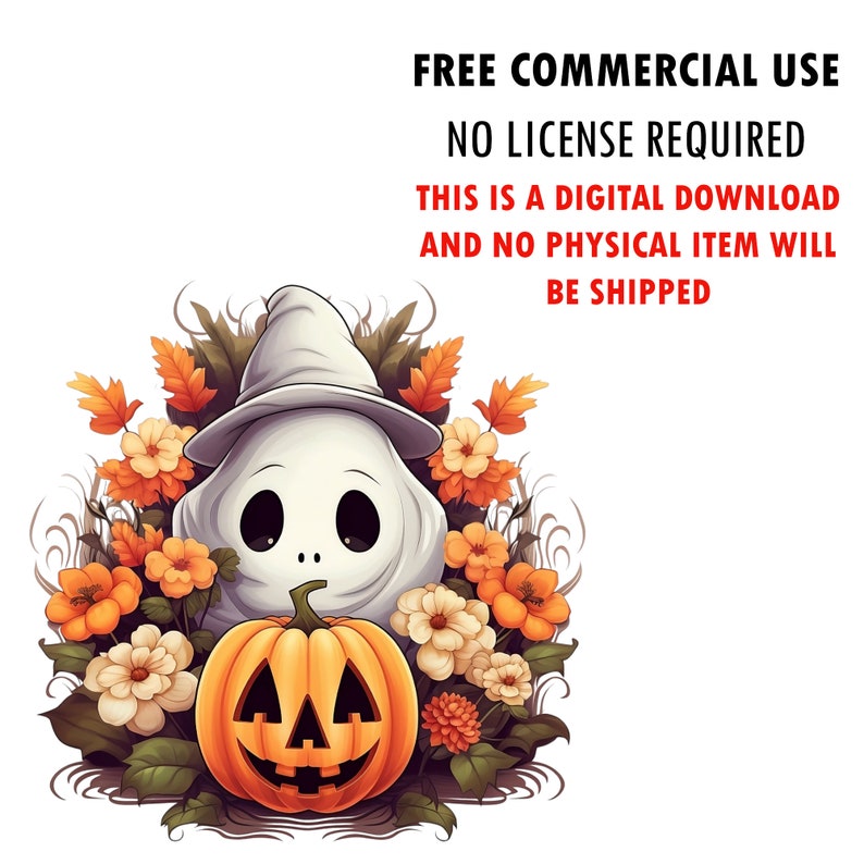 Spooky Ghost & Pumpkin PNG: Watercolor Halloween Clip Art (digital ...