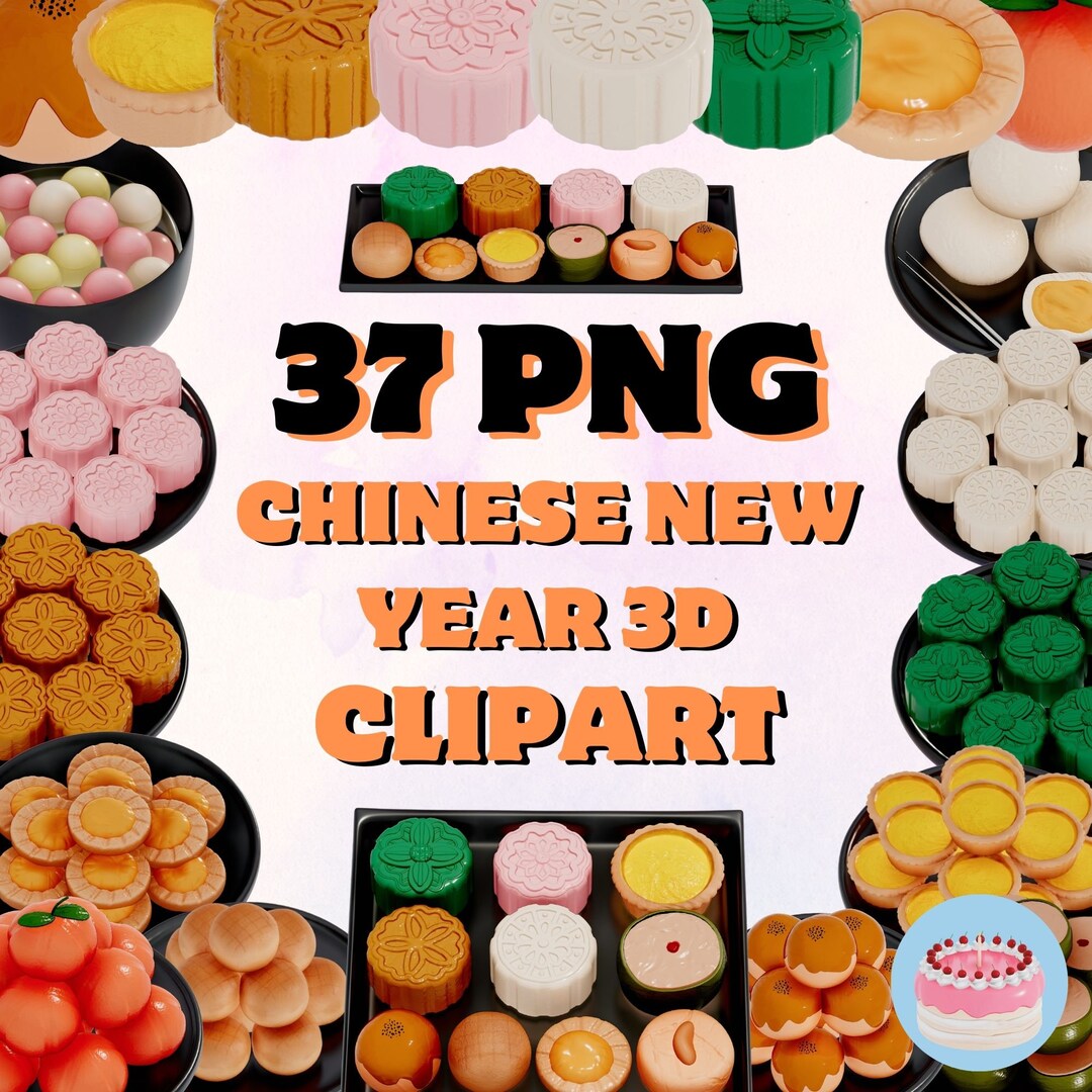Chinese New Year Dessert 3D Clipart 37 PNG Lunar New Year - Etsy