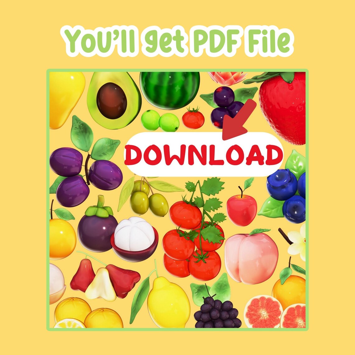 Fresh Fruit Clipart | 73 Hand-drawn 3D Fruit Illustrations ...
