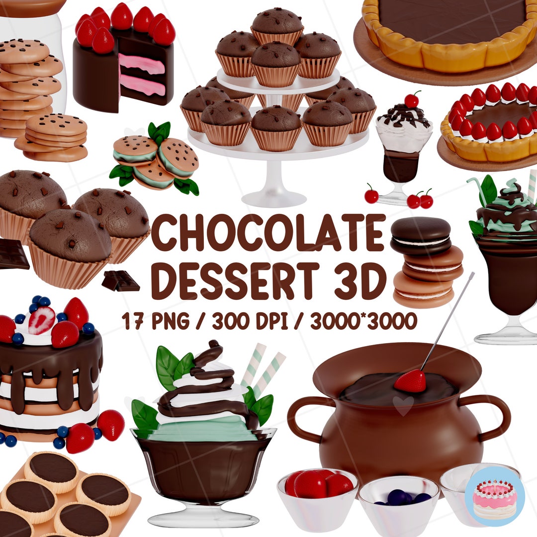 Sweet Chocolate Dessert Clipart Set 17 PNG , Instant Download for ...