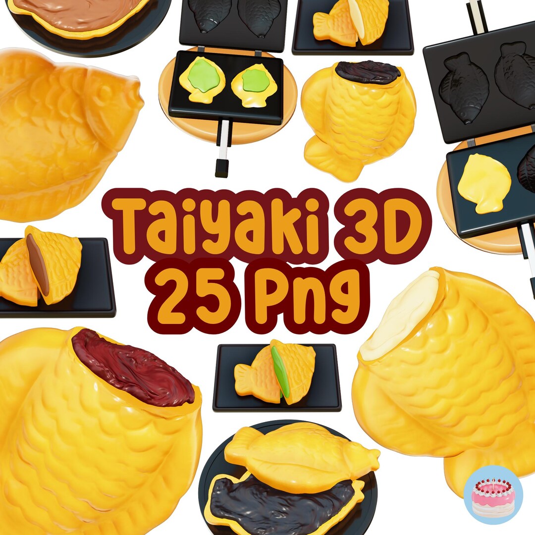 Taiyaki Japanese 25 PNG Clipart , Commercial Use , 3D Illustration - Etsy