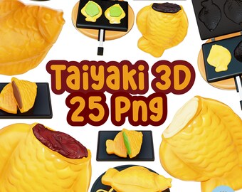 Taiyaki Japanese 25 PNG Clipart , Commercial Use , 3D Illustration - Etsy