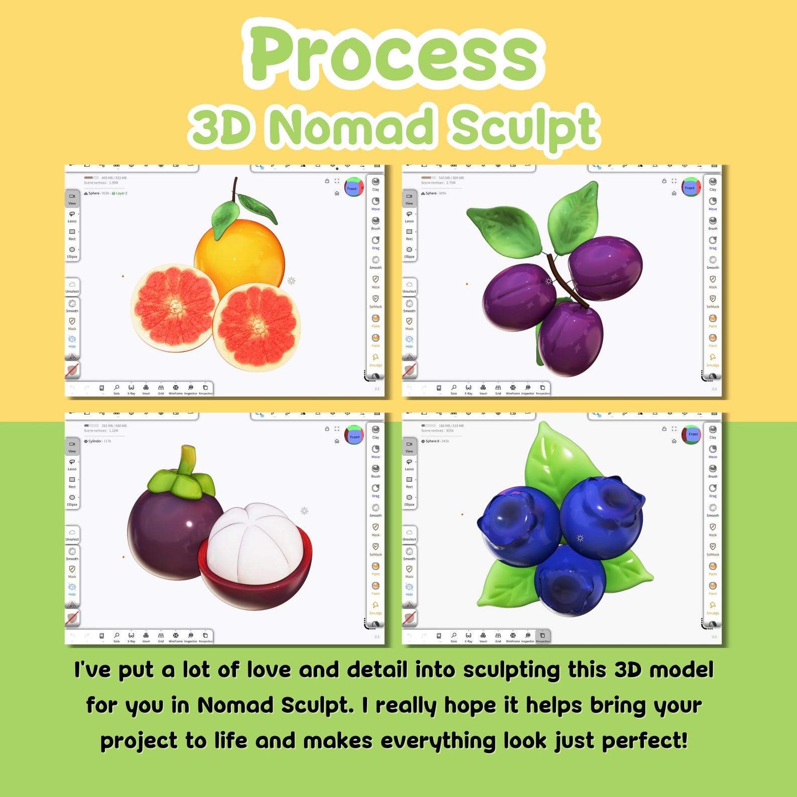Fresh Fruit Clipart | 73 Hand-drawn 3D Fruit Illustrations ...