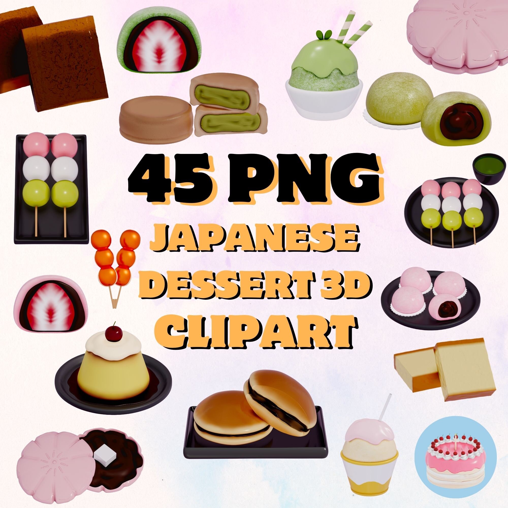 Kawaii Japanese Sweets Clipart Set 45 PNG Dessert Clipart - Etsy