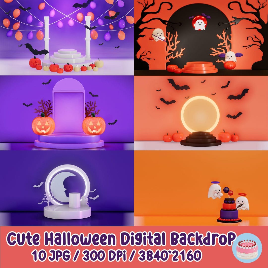 10 Spooky Ghost Photo Booth Backgrounds , Cute Halloween Digital ...