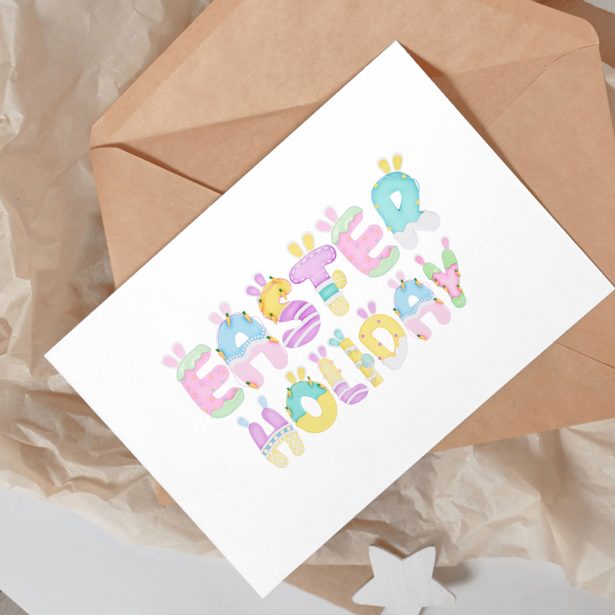 Easter Bunny Alphabet & Number Clipart Bundle 36 3D Hand-drawn, Instant ...