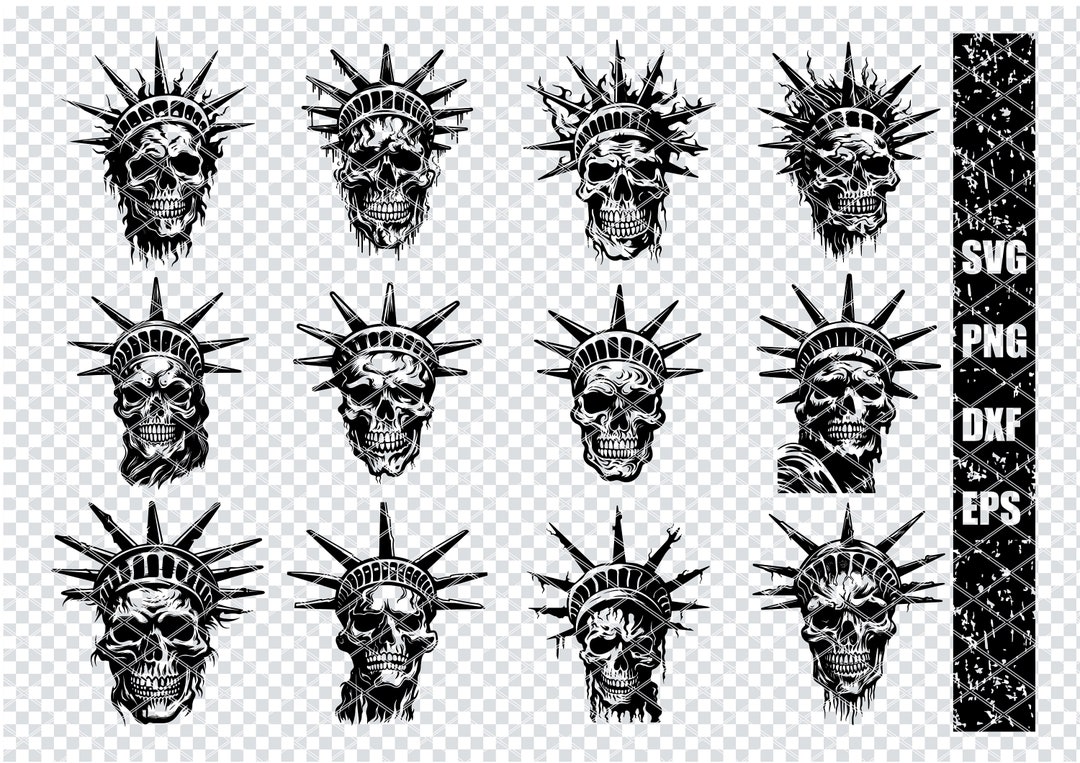 STATUE of LIBERTY SKULL Svg, Liberty Statue Skeleton Svg Files for ...