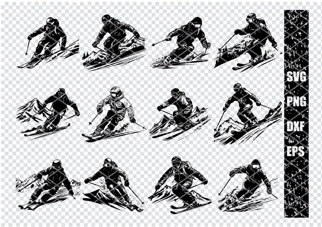 SKIING DOWNHILL SLOPE Svg, Mountain Skiing Svg Files for Cricut, Winter ...