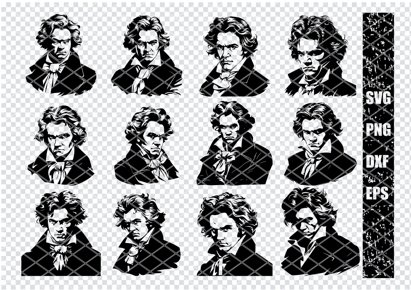 LUDWIG VAN BEETHOVEN Svg, Beethoven Piano Composer Svg Files for Cricut ...