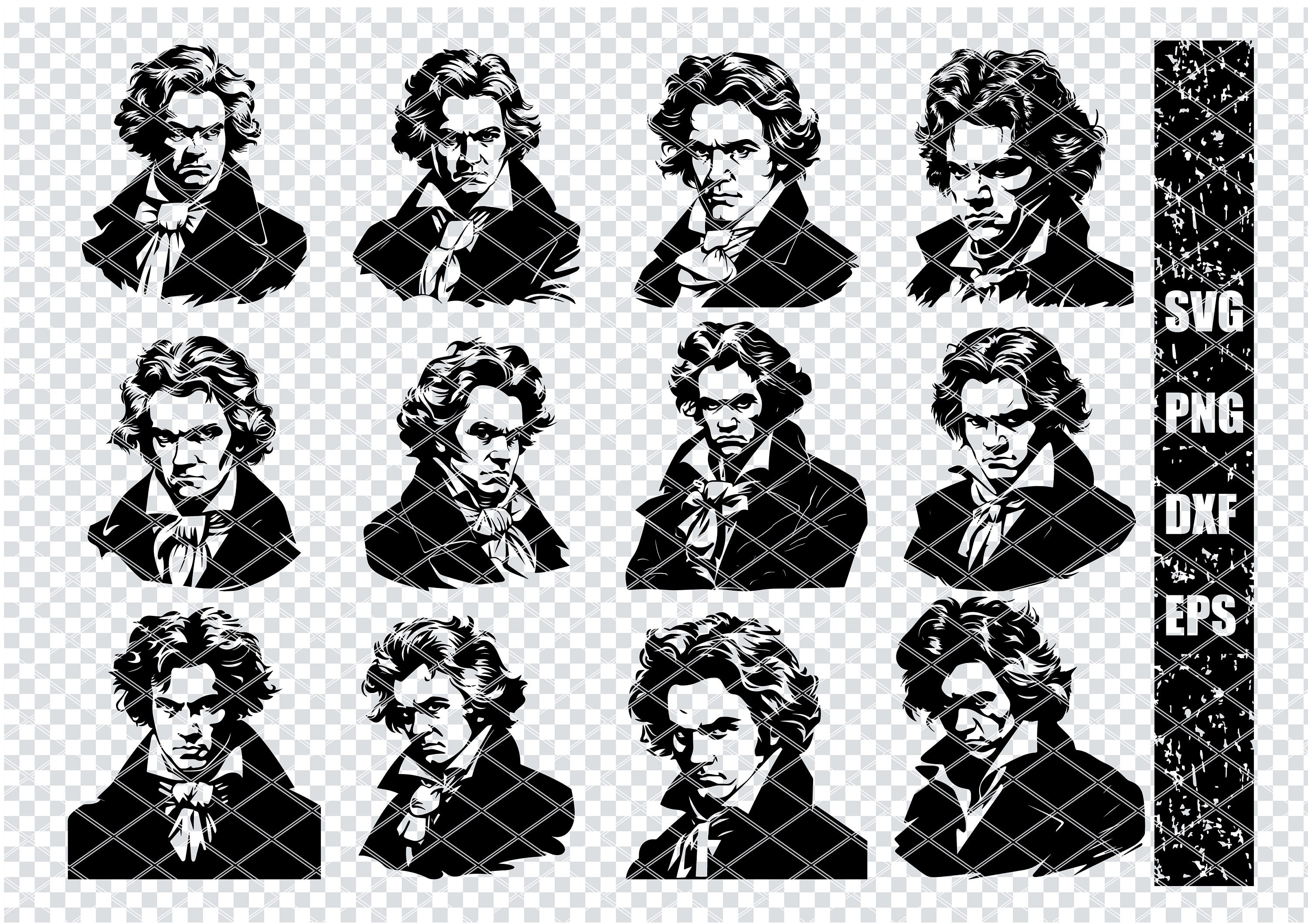 LUDWIG VAN BEETHOVEN Svg, Beethoven Piano Composer Svg Files for Cricut ...