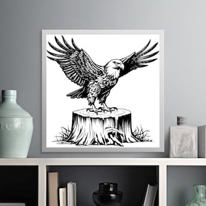 BALD EAGLE on STUMP Svg, Eagle Clipart, Evergreen Pines Svg Files for ...