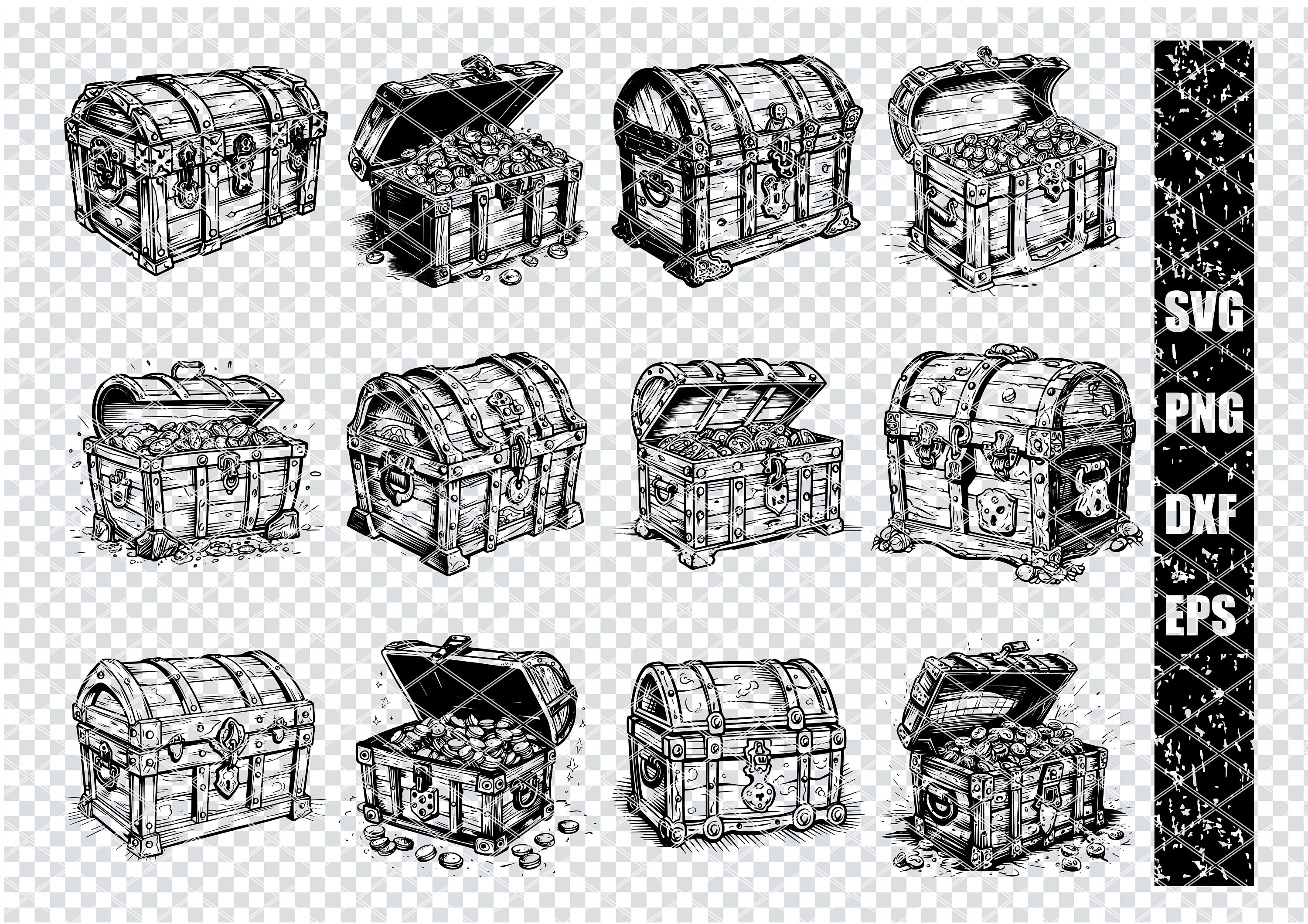 PIRATE TREASURE CHEST Svg, Antique Wooden Treasure Chest Svg Files for ...